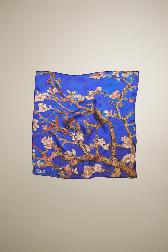 İpek Bandana Fular Art Collection-Vincent Van Gogh (Badem Ağacı Mavi ...